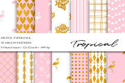 Tropical & Gold Digital Papers, a Pattern Graphic by BonaDesigns