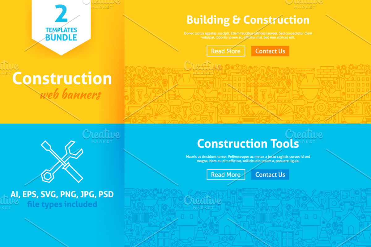 Construction Line Web Banners, a Work Illustration by Anna_leni