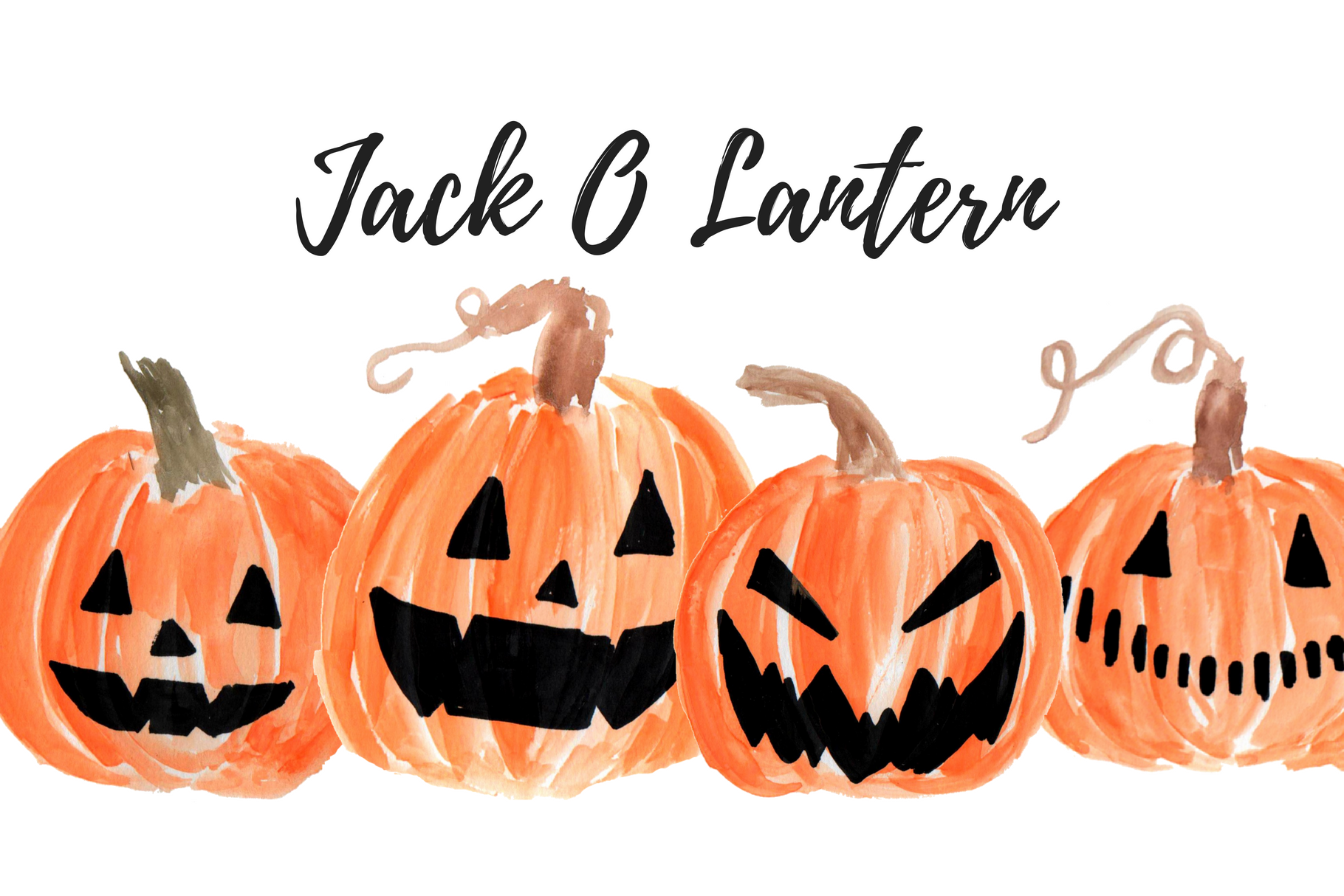 Watercolor Jack O Lantern Clipart, an Illustration by Writelovely