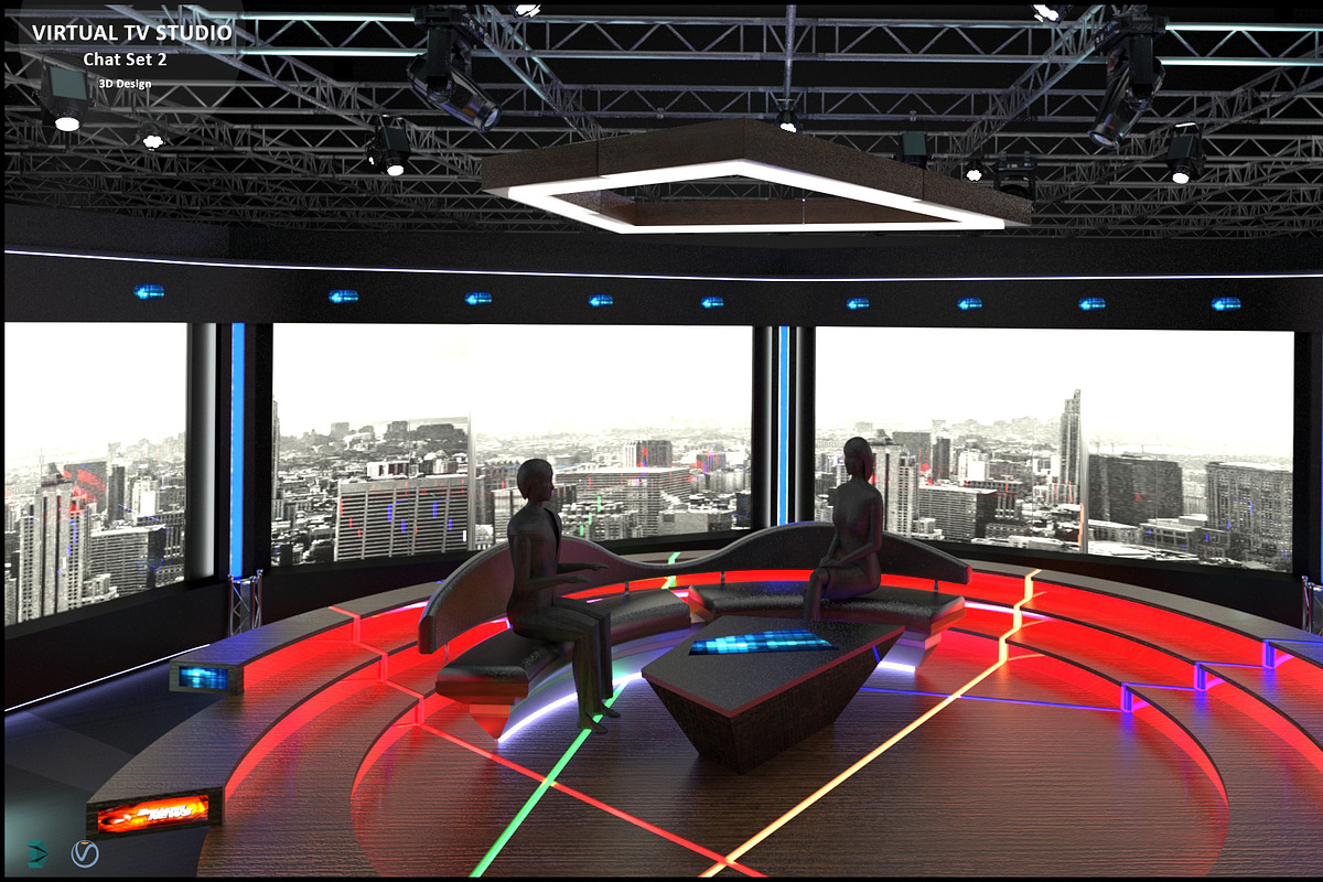 Virtual TV Studio Chat Set 2