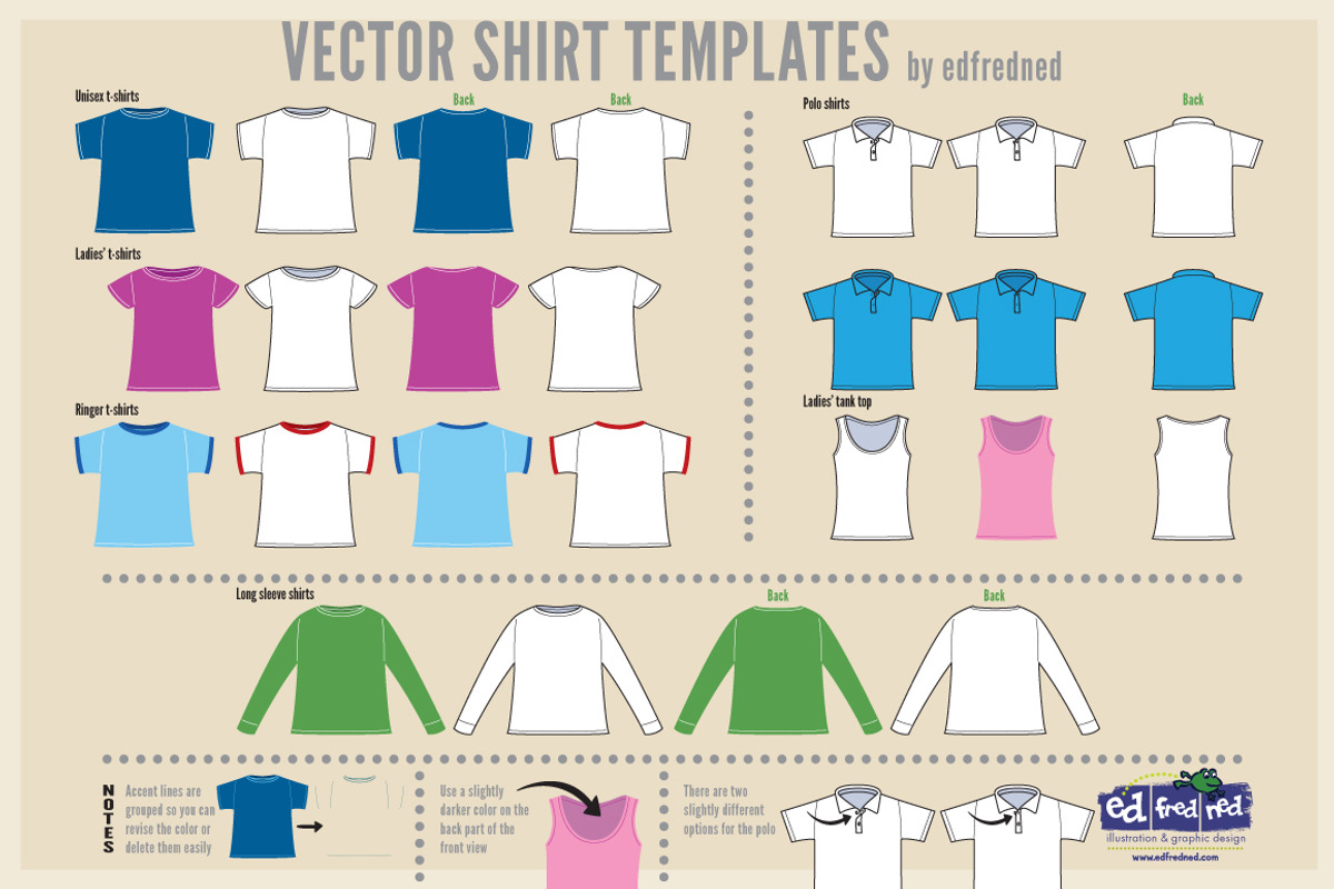 Vector Shirt Templates, a Print Template by edfredned