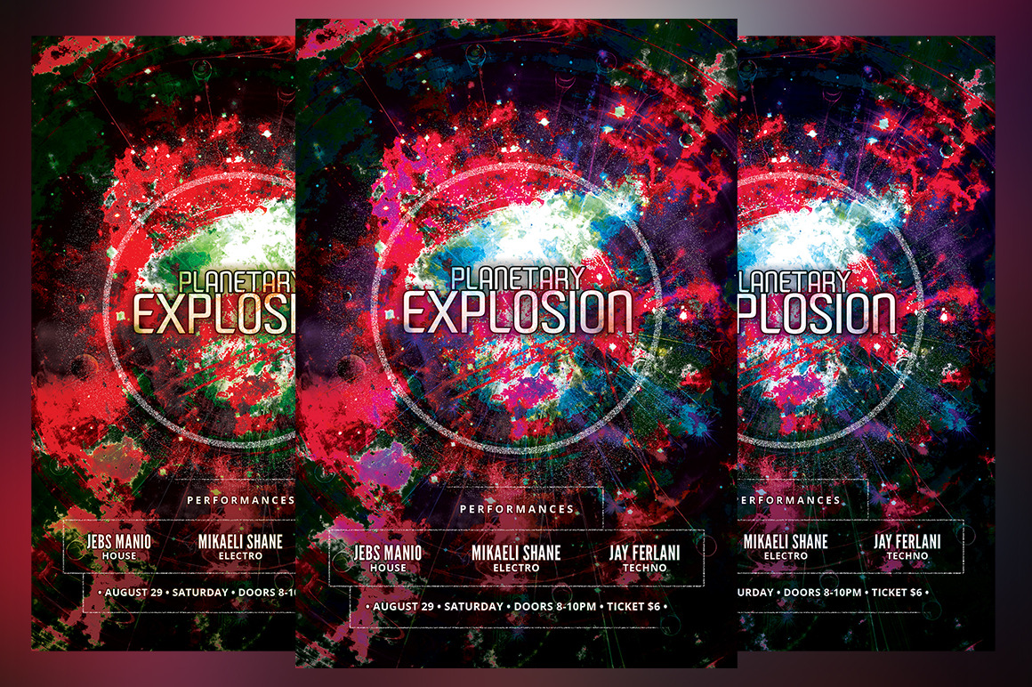 Planetary Explosion Flyer, a Flyer Template by KiraYamato Design Studio