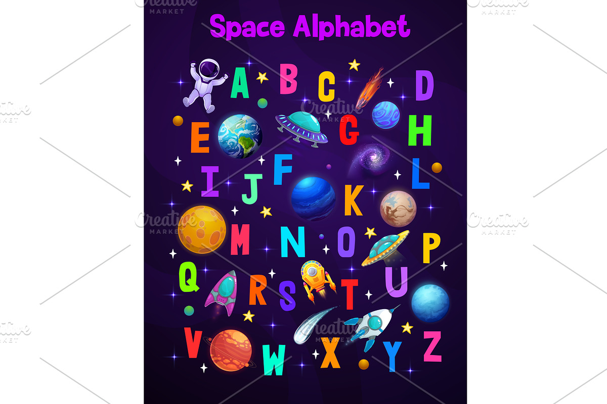 Cartoon space alphabet, an Illustration by Vector Tradition | Creative ...
