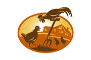 rooster hen chicken and chicks spade, an Illustration by patrimonio