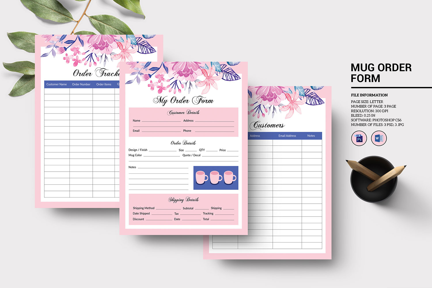 Printable Order Form, a Stationery Template by Template Shop