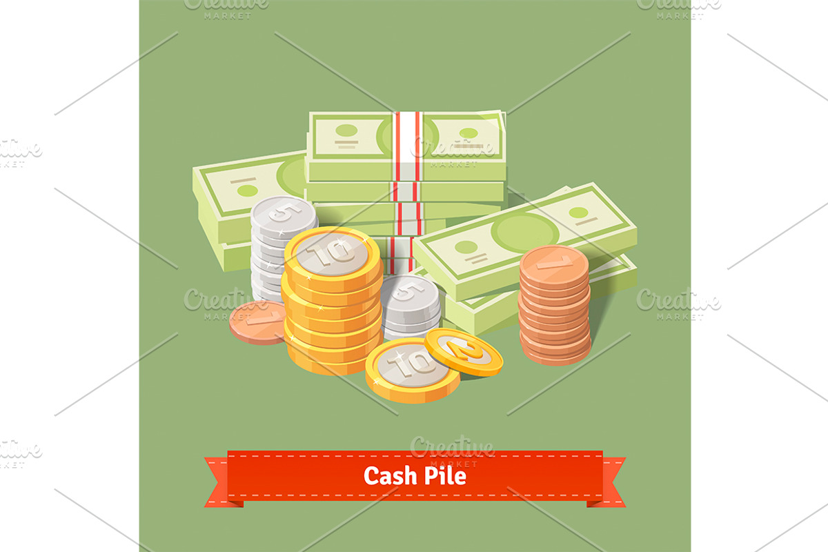 Coins and banknotes, a Finance Illustration by Iconicbestiary