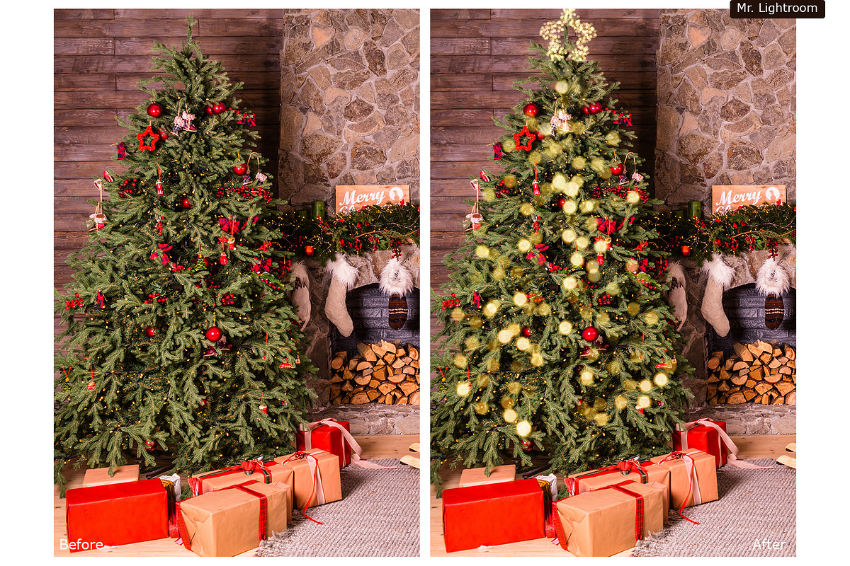 60 Christmas Gold Bokeh Overlays, a Brushes & More by HappyNews