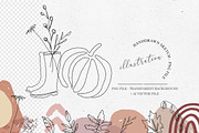 AUTUMN LINE ART BUNDLE VECTOR + PNG, an Illustration by KruthDesign