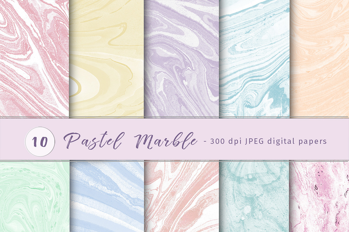RAINBOW PASTEL MARBLE Texture Set, a Texture Graphic by Pattern Blend