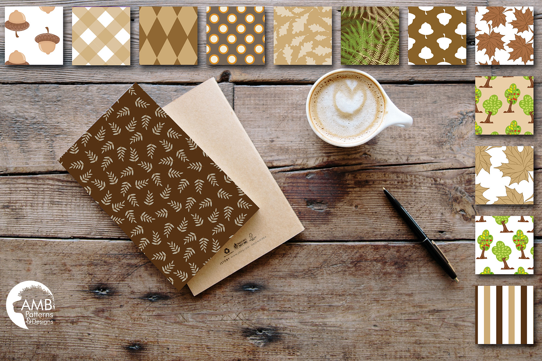 Forest Papers, AMB-1304, a Pattern Graphic by AMBillustrations