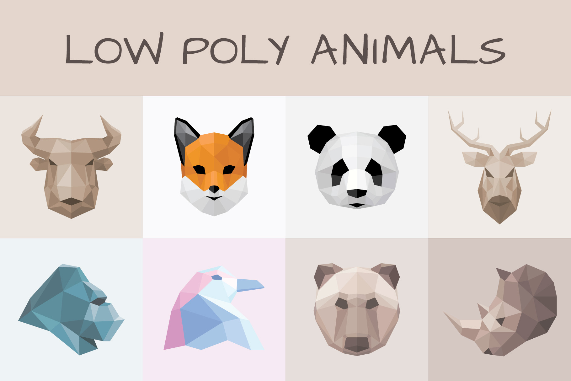Low Poly Animals Bundle, an Animal Illustration by iZeljko