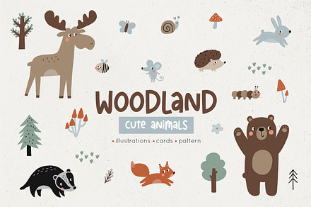 Forest Animals Vectors and Clipart | Animal Illustrations ~ Creative Market