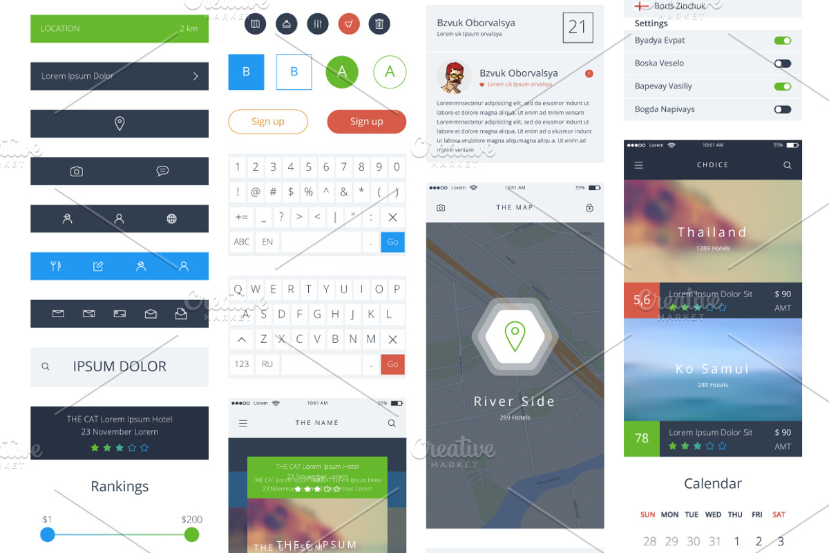Vector Phone GUI Template, a Work Illustration by fet