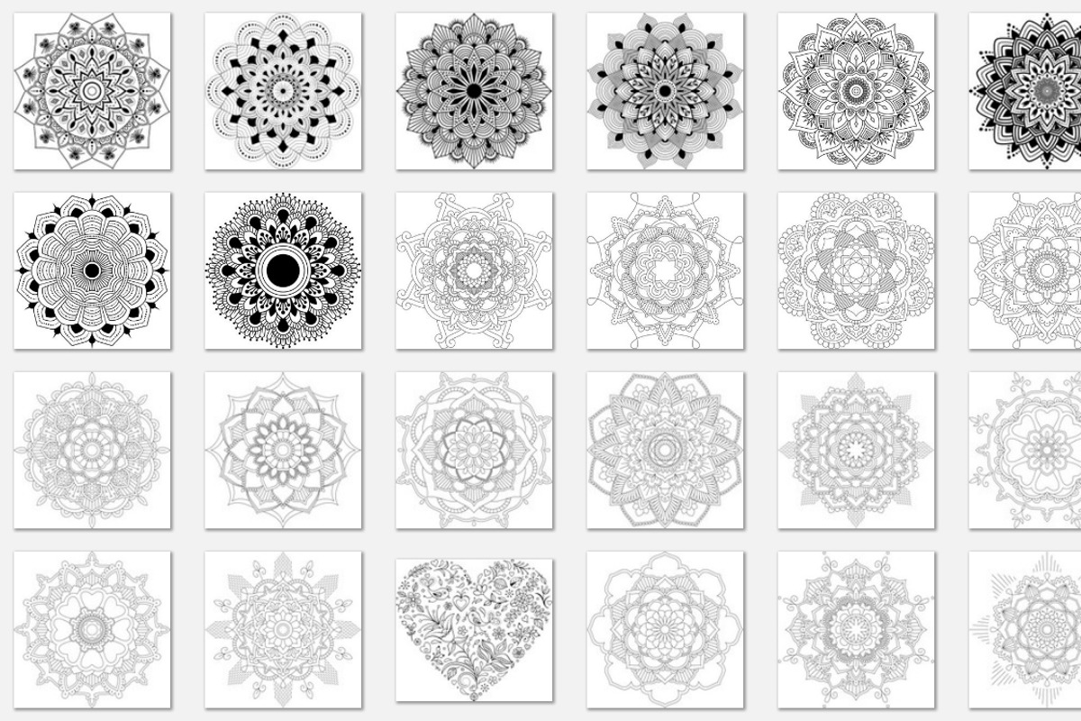 300 Vector Mandala Coloring Pages, an Illustration by Blue Digital Studio