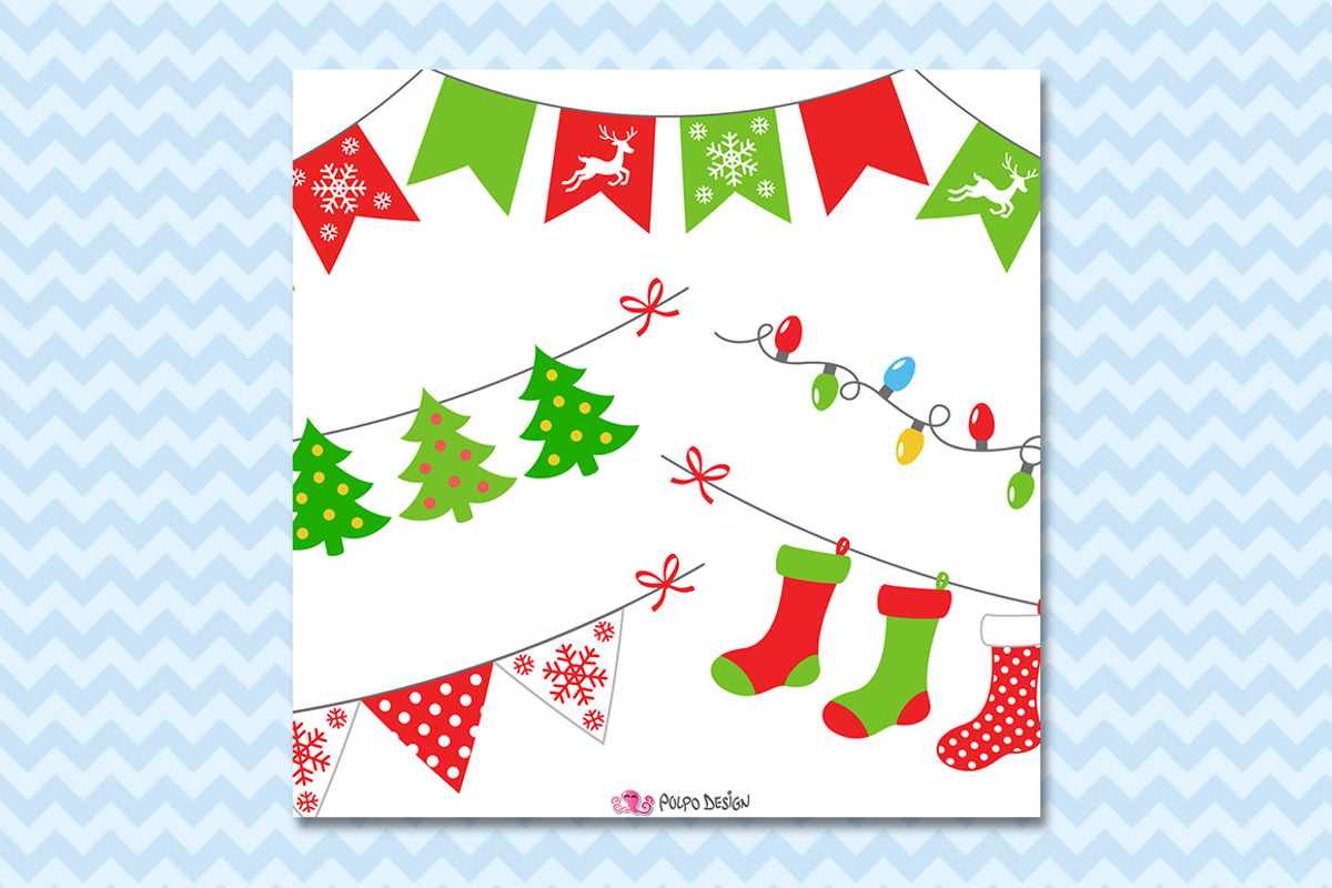 Christmas Bunting banners clipart, an Object Graphic by PolpoDesign