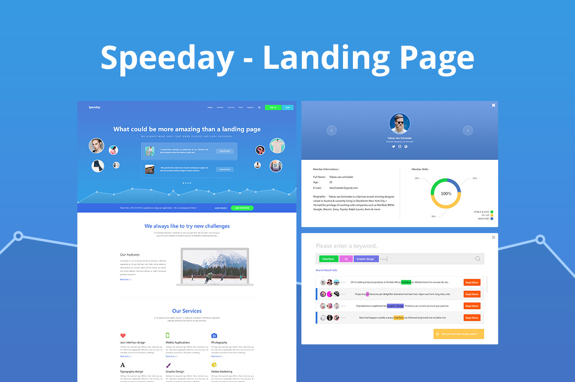 Speeday - Landing Page PSD Template, an App Template by SniPraTo