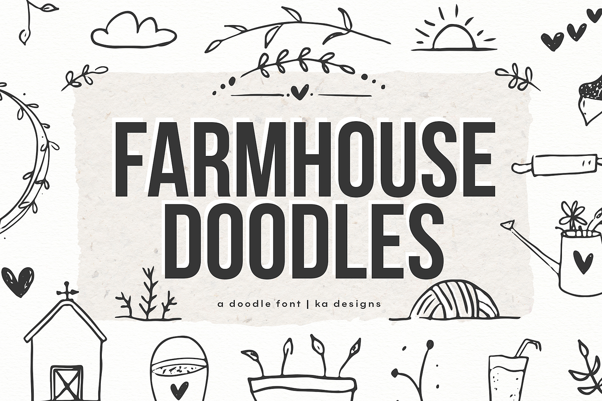 Farmhouse Doodles Font, a Font by KA Designs