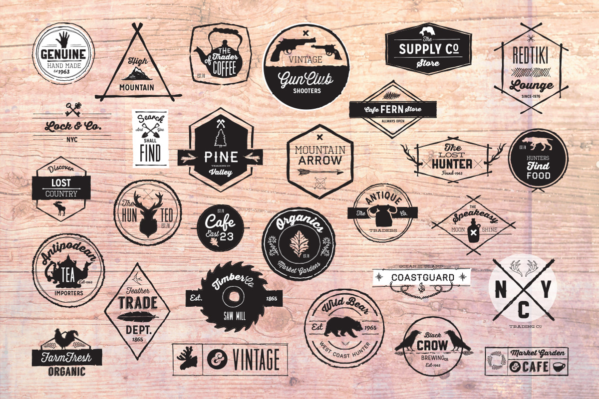 30 Vintage Logos + Design Elements, an Icon by vintage4vectors