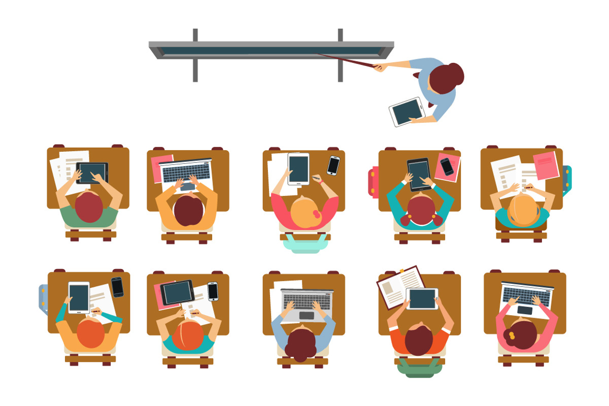 Classroom Top View in Flat design, an Education Illustration by TopVectors