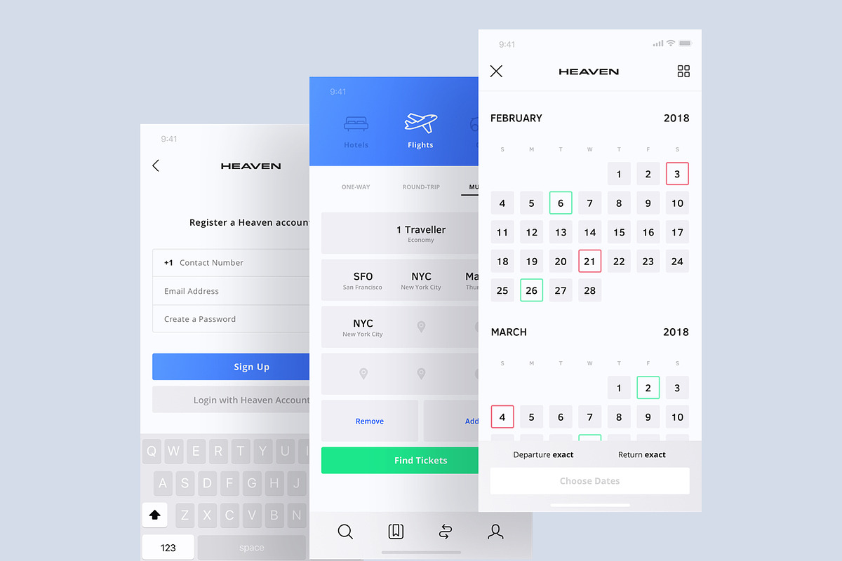 Heaven Mobile App UI Kit, an UI Kit Template by Neowise