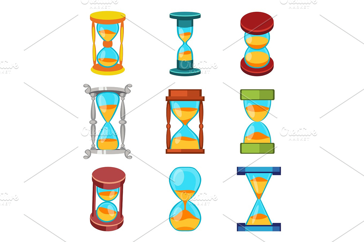 Sand clocks vector isolated., an Object Graphic by RocketArt | Creative ...