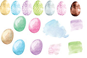 Watercolor Happy Easter Clip art, an Illustration by DollyPotterson