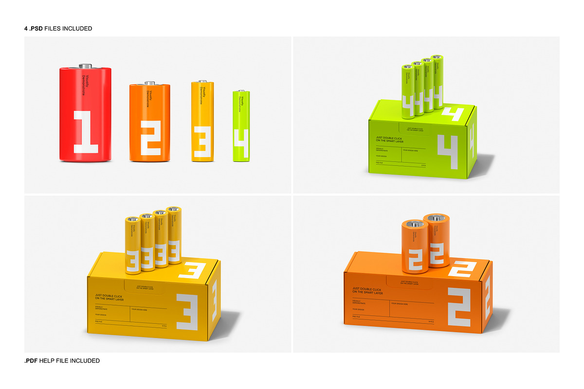 Battery Packaging Mockup Set (4 PSD)