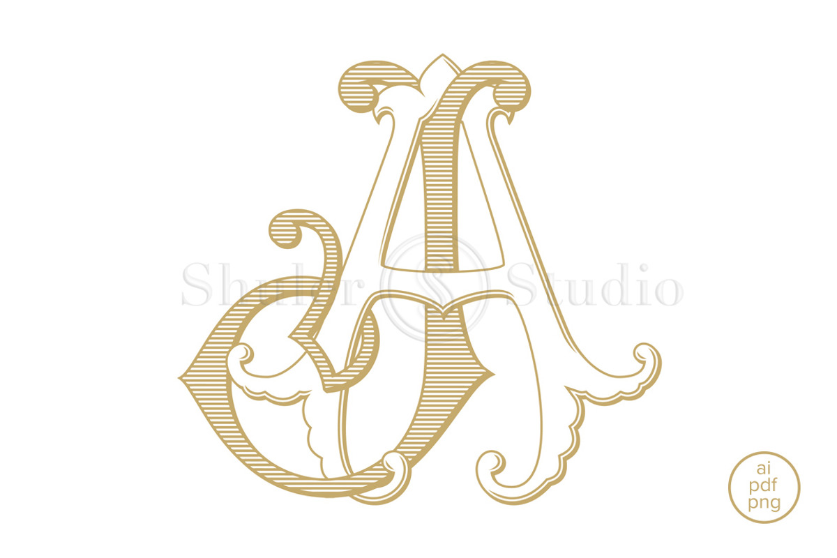 AJ Monogram JA Monogram, an Illustration by Shuler Studio