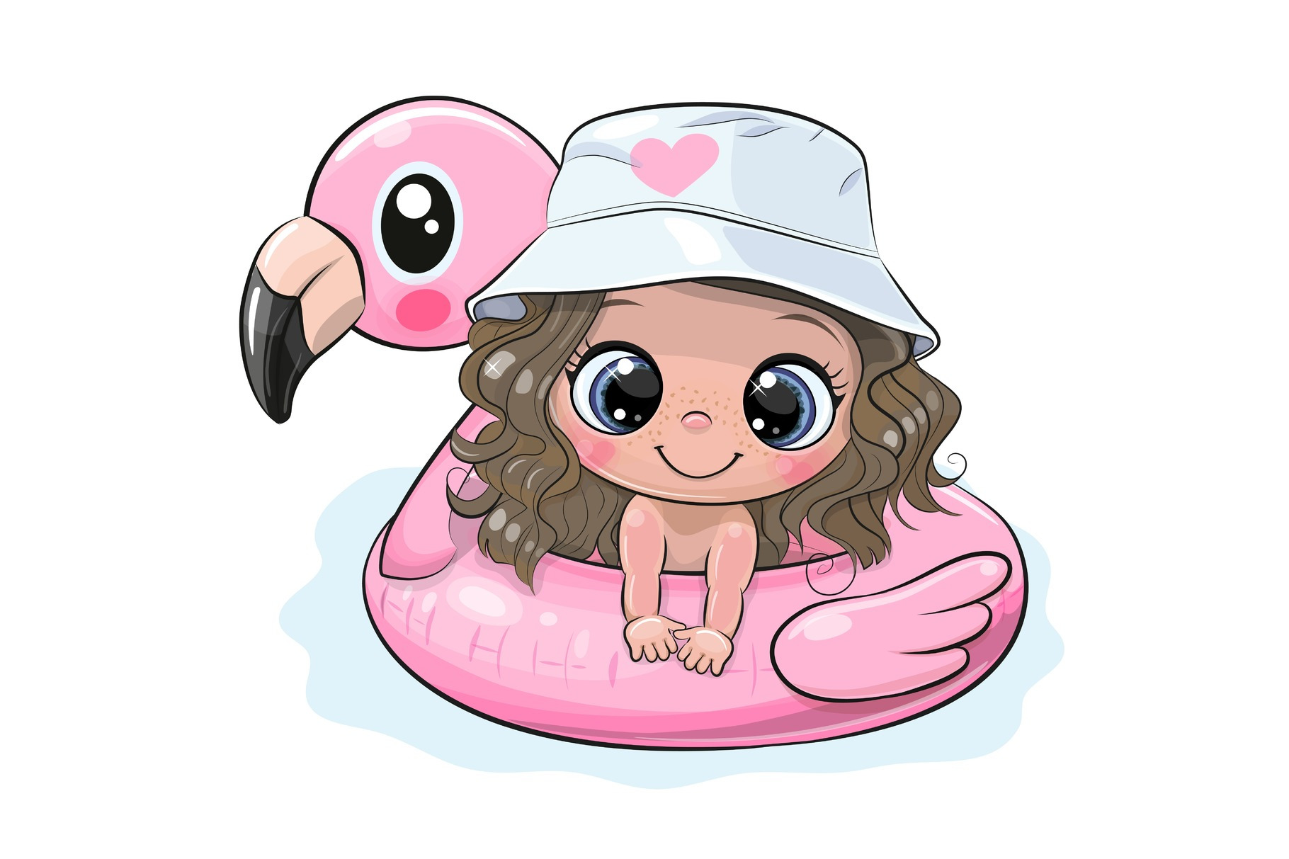 Cartoon girl swimming on pool, a Person Illustration by Regina Art ...