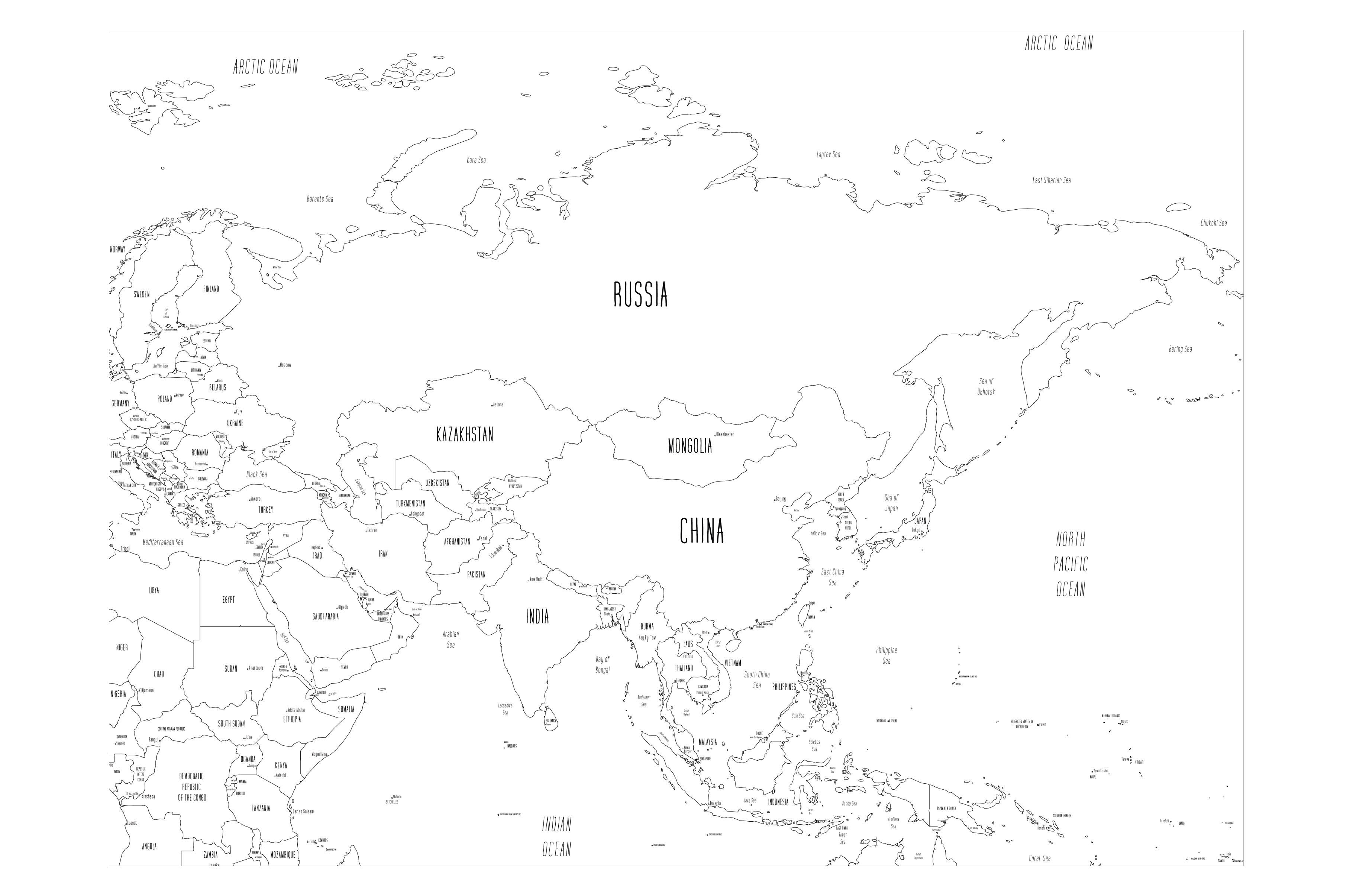 Asia map - hand-drawn cartoon style, an Education Illustration by pytyczech