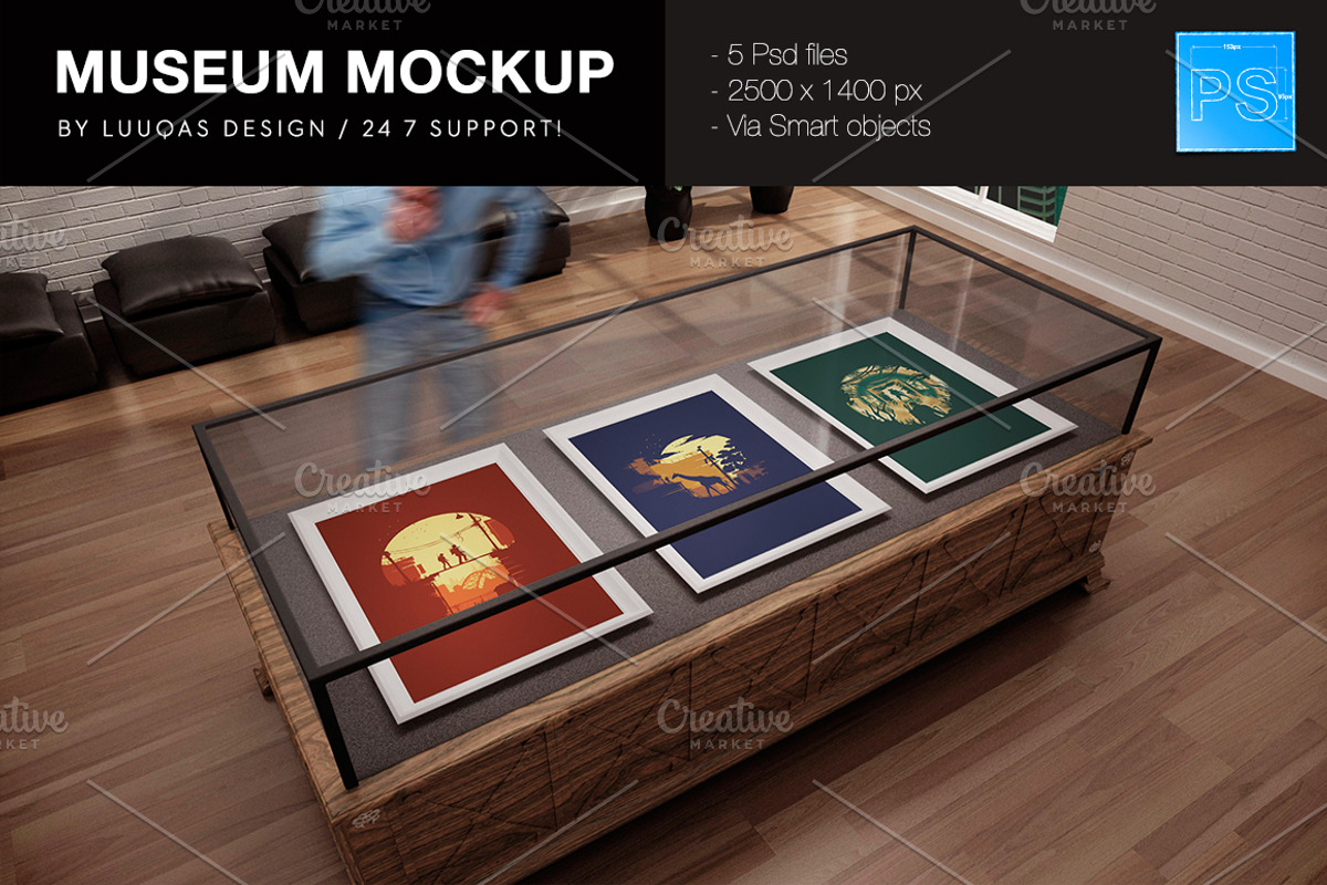 The Museum MockUp, a Print Template by Luuqas Design
