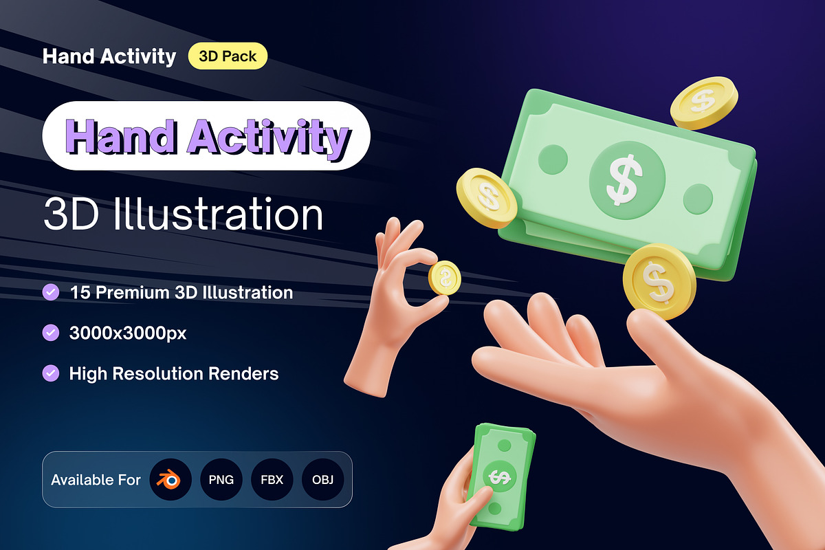 Hand Activity 3D Icon, a Characters & Person 3D Model by GoTemp