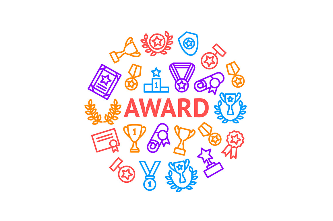 Award Signs Thin Line Set. Vector, a Work Illustration by Bigmouse_art