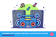 Boombox With Sound Speaker Cartoon, a Technology Illustration by ...