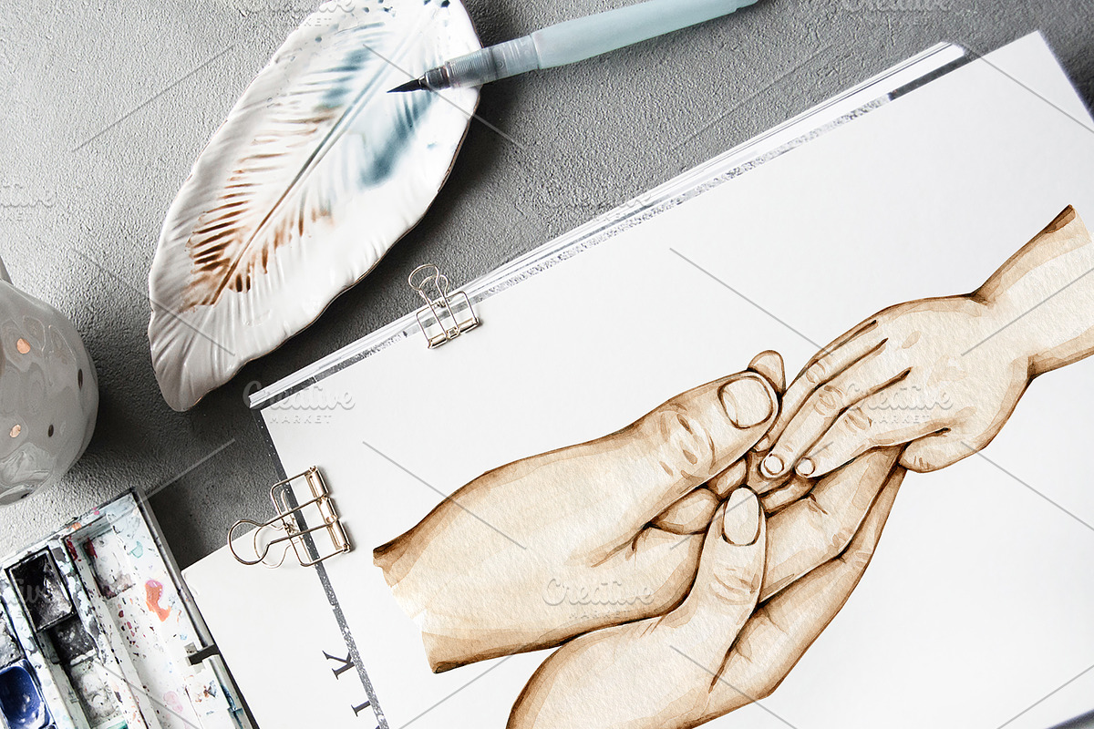 Mother Father Child Family Hands, a Decorative Illustration by ...