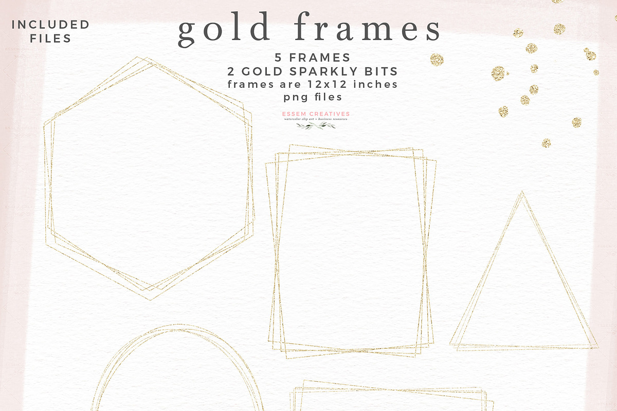 Gold Frame Clipart Glitter Geometric, a Texture Illustration by Essem ...