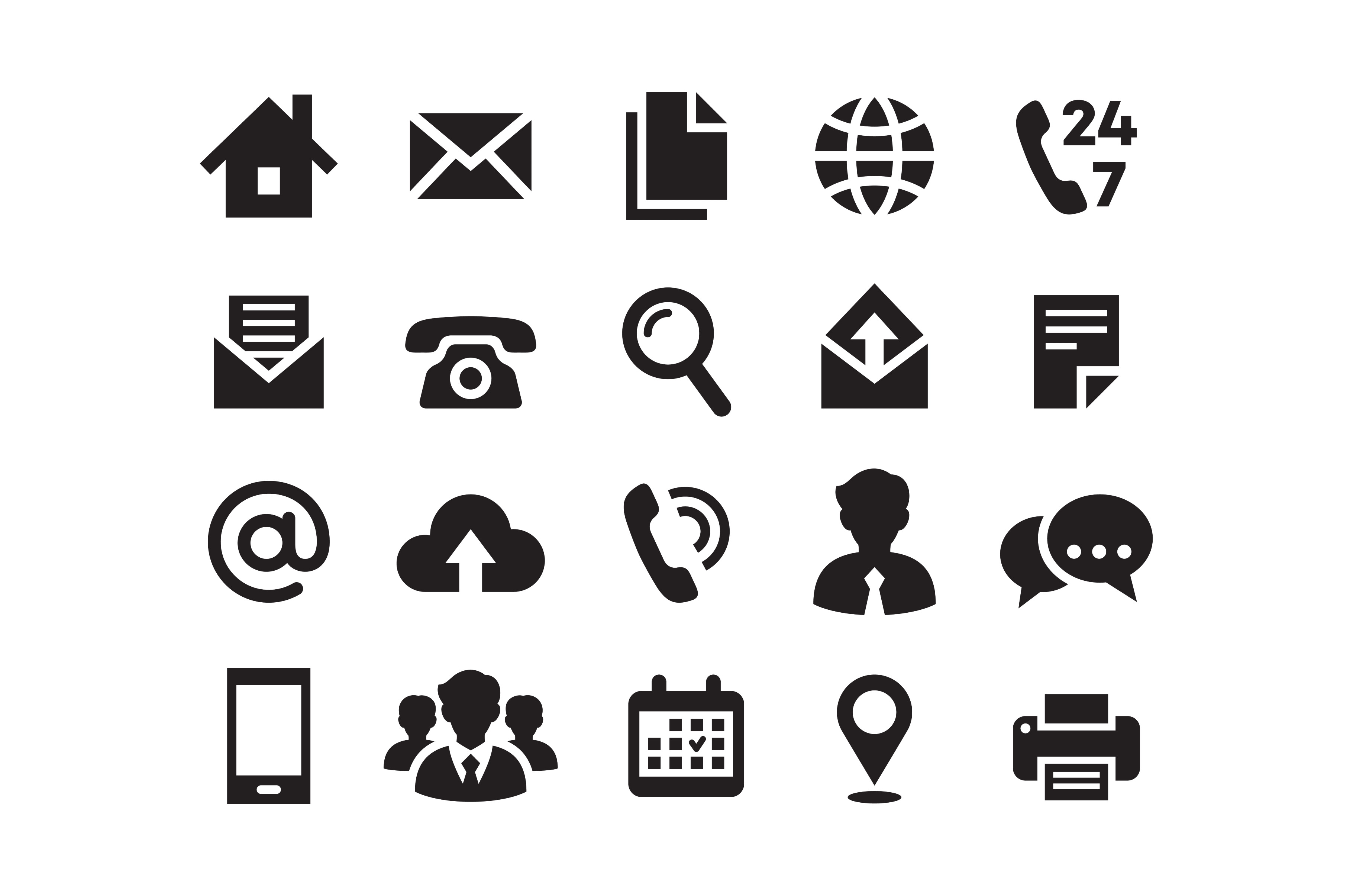 Contact icons. Mail, cell signs | Background Graphics ~ Creative Market