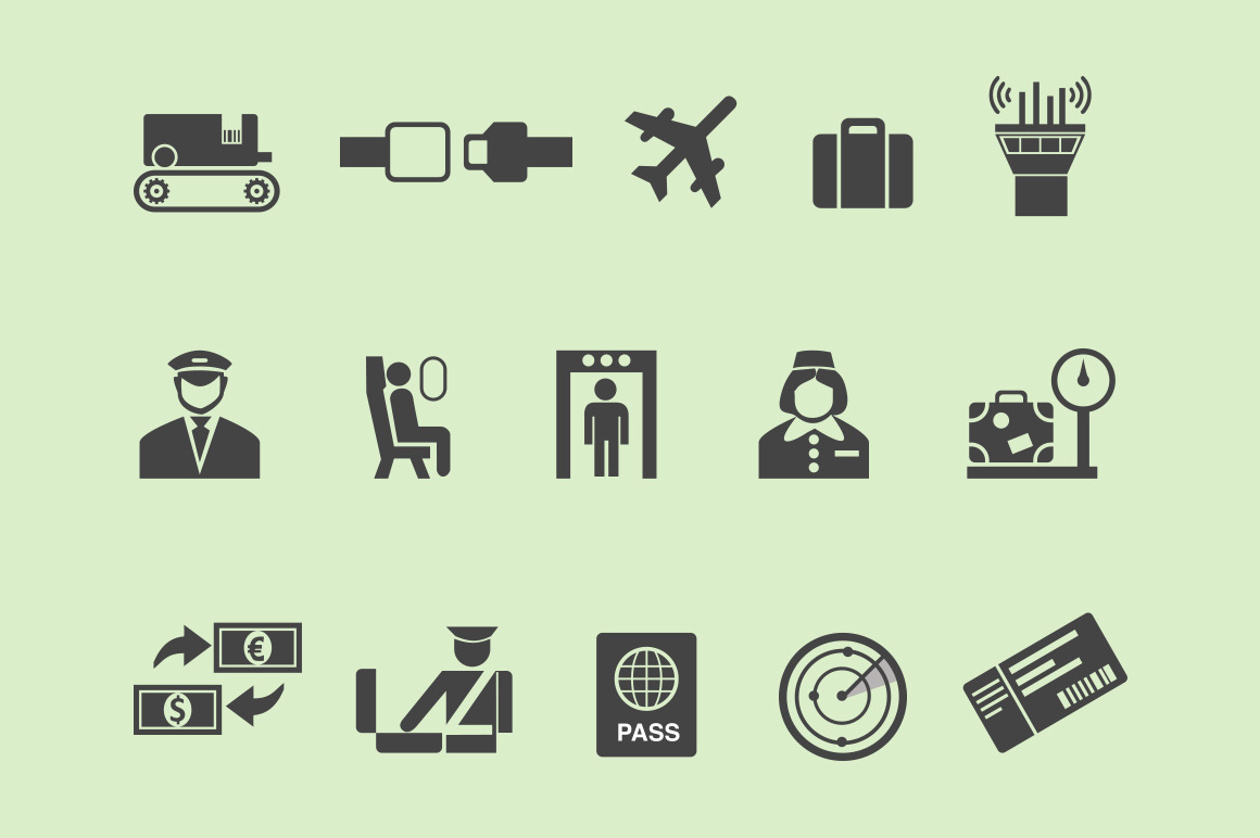 15 Airline and Airport Icons, an Outline Icon by Creative VIP