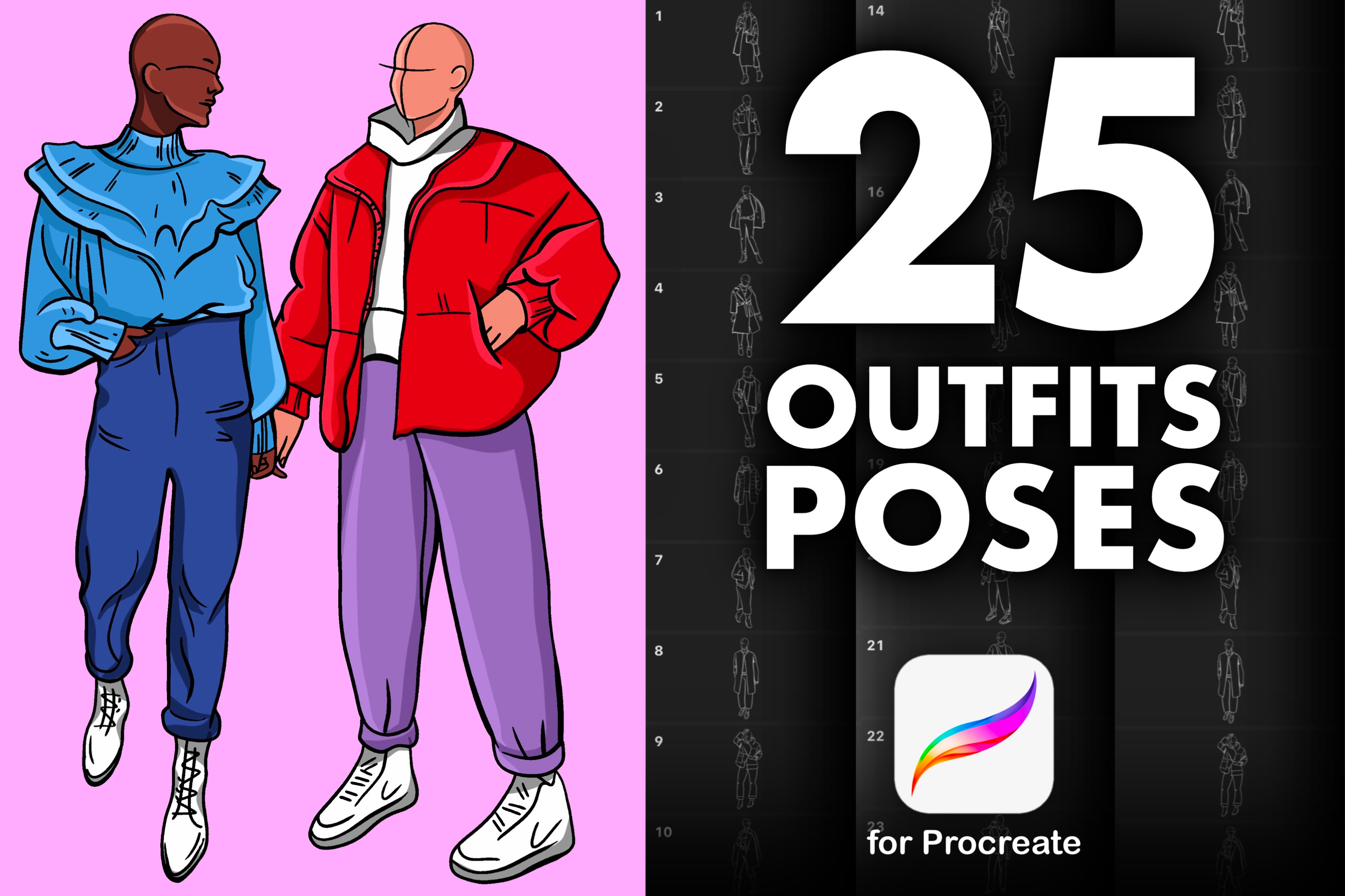 Procreate reference poses brushes, a Brushes & More by AppleinaJuice