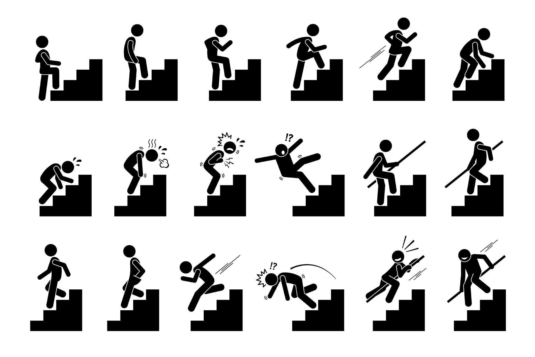 Man Climbing Staircase Stairs Action, an Icon by Leremy Stick Figures