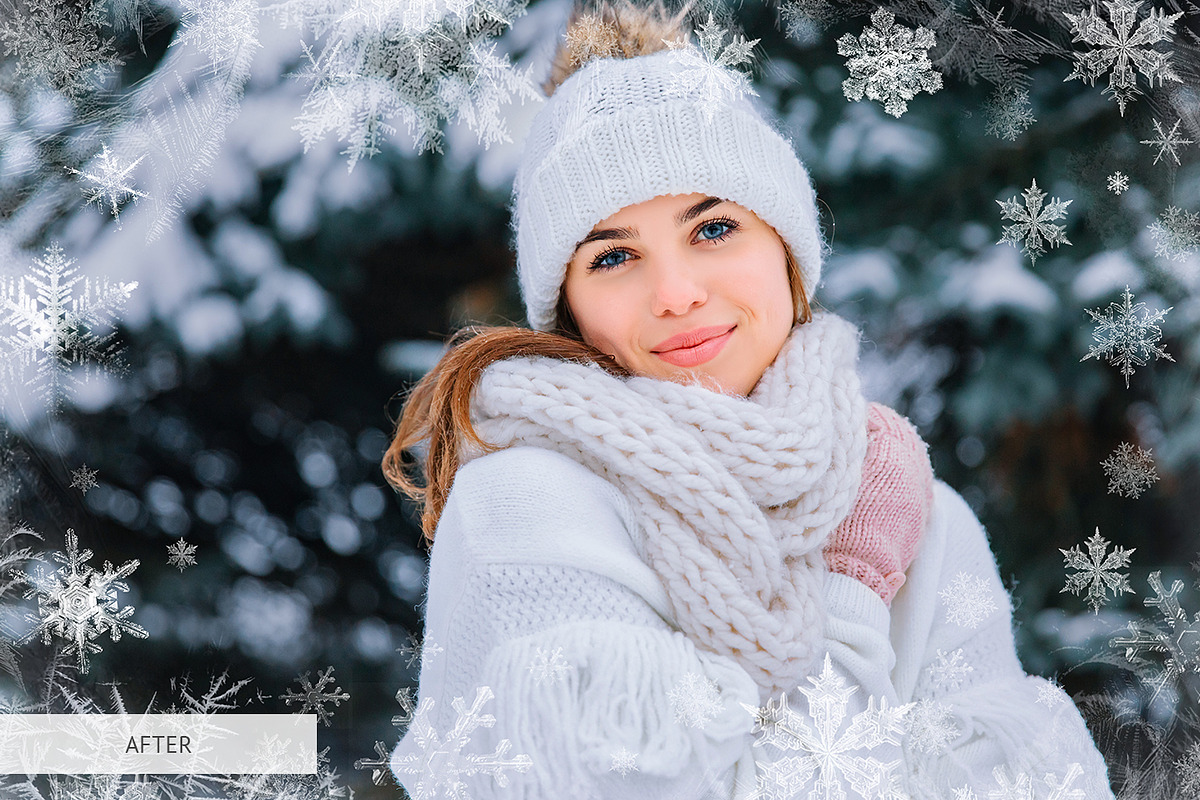 Winter Snowflakes Overlays Photoshop, a Plug-in Add-On by FixThePhoto