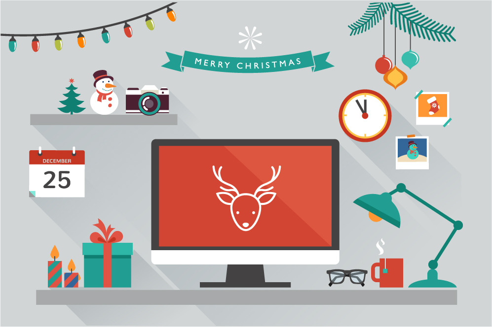 Christmas desktop with flat icons, a Decorative Illustration by Marish