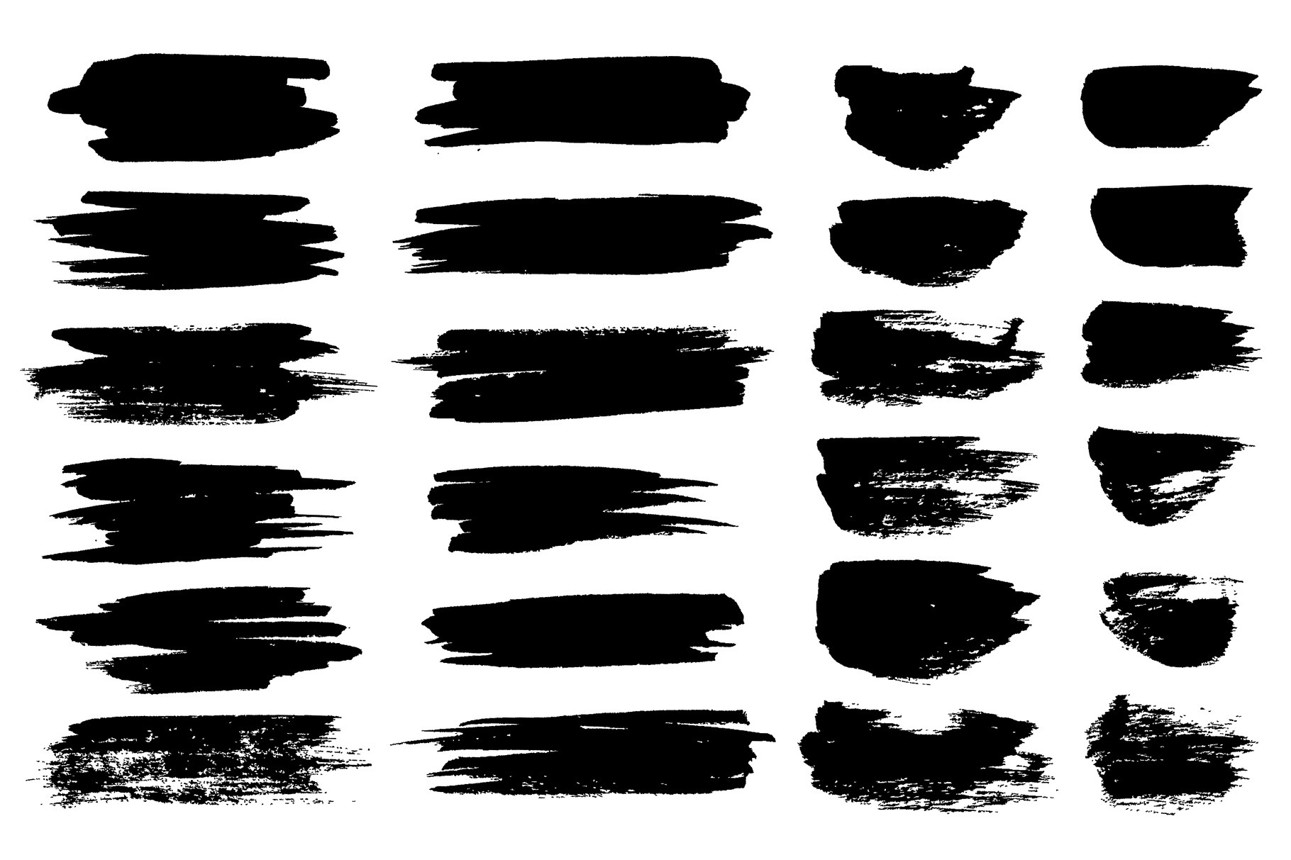 Vector black paint brush spots, highlighter lines or felt-tip pen ...