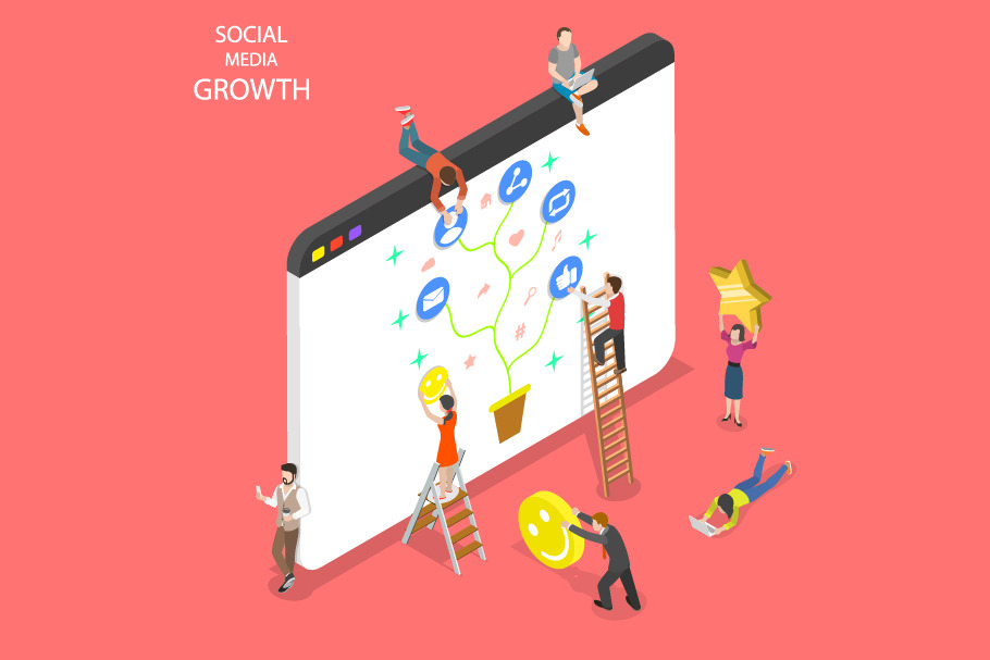 Social media growth, a Person Illustration by AndriiStore