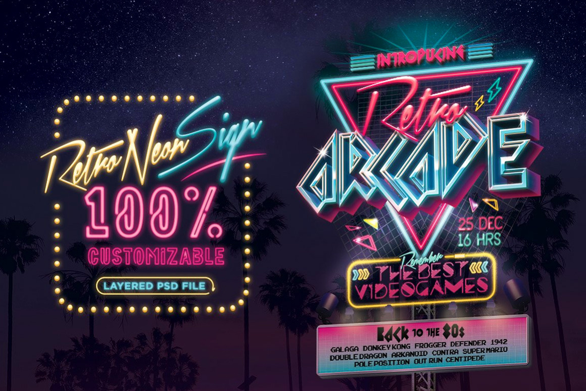 Retro Luminous Sign Template, a Poster Template by MDG