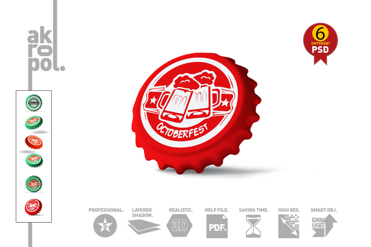 Bottle Cap Mock-Up, a Packaging Mockup by akropol