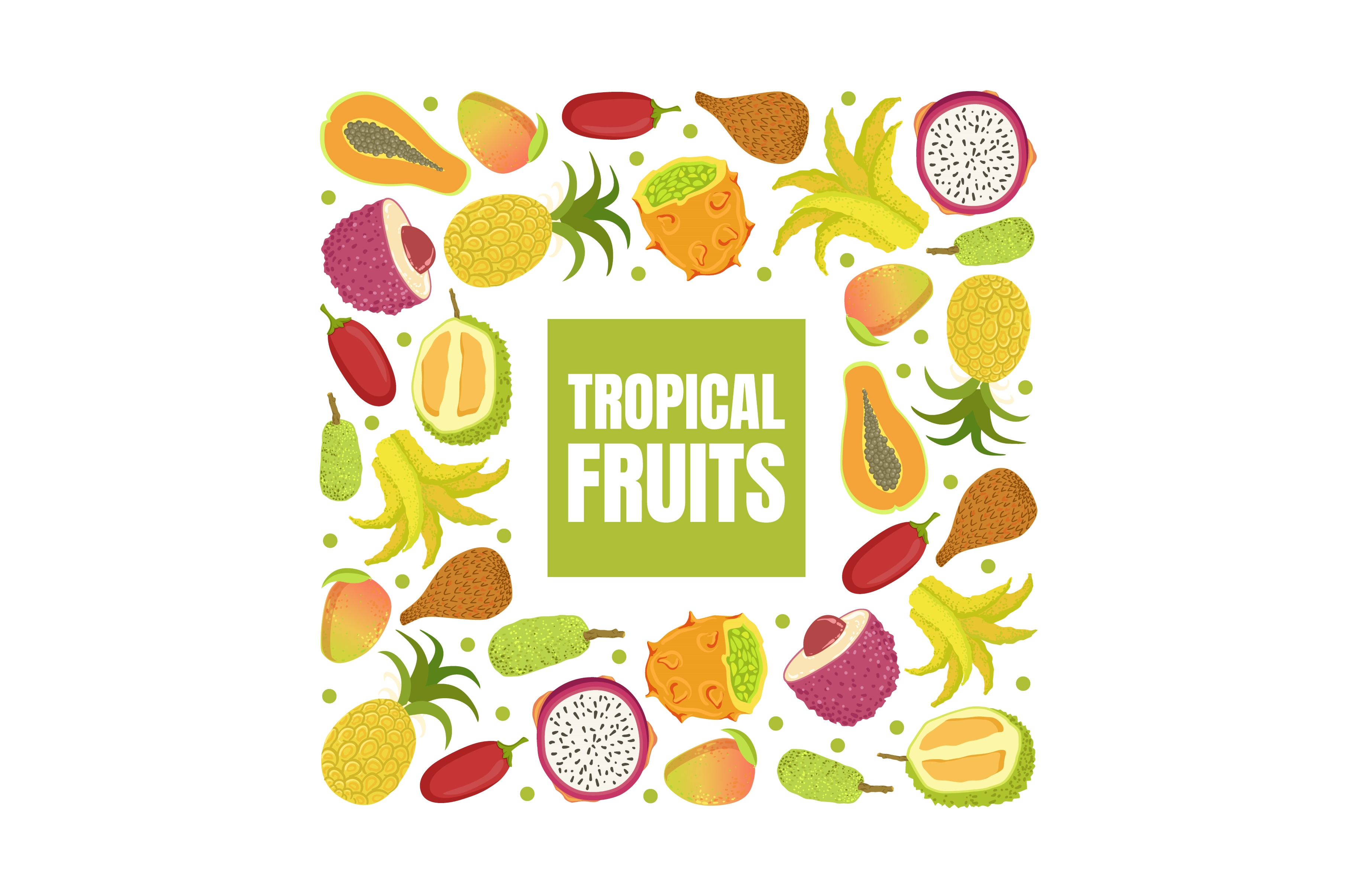 Tropical Fruits Banner Template | Food Illustrations ~ Creative Market