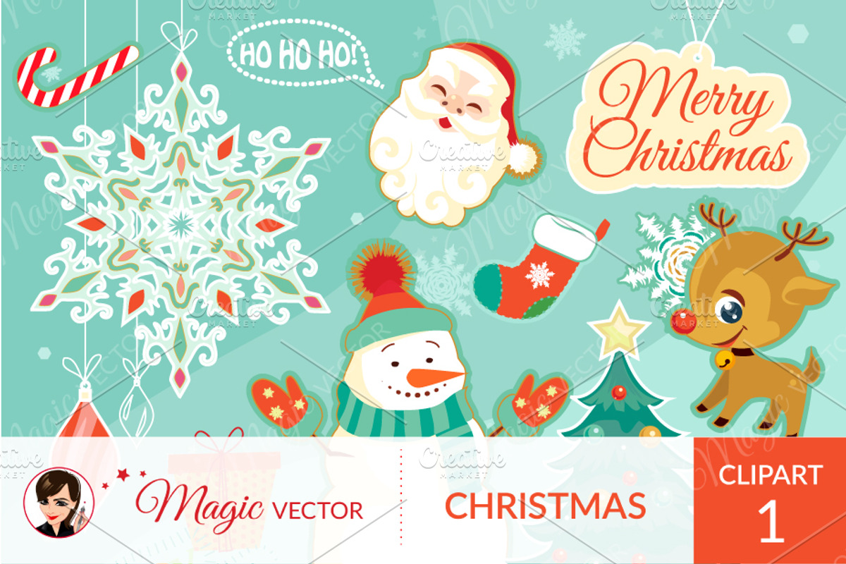 Christmas clipart commercial use, a Background Graphic by Magicvector