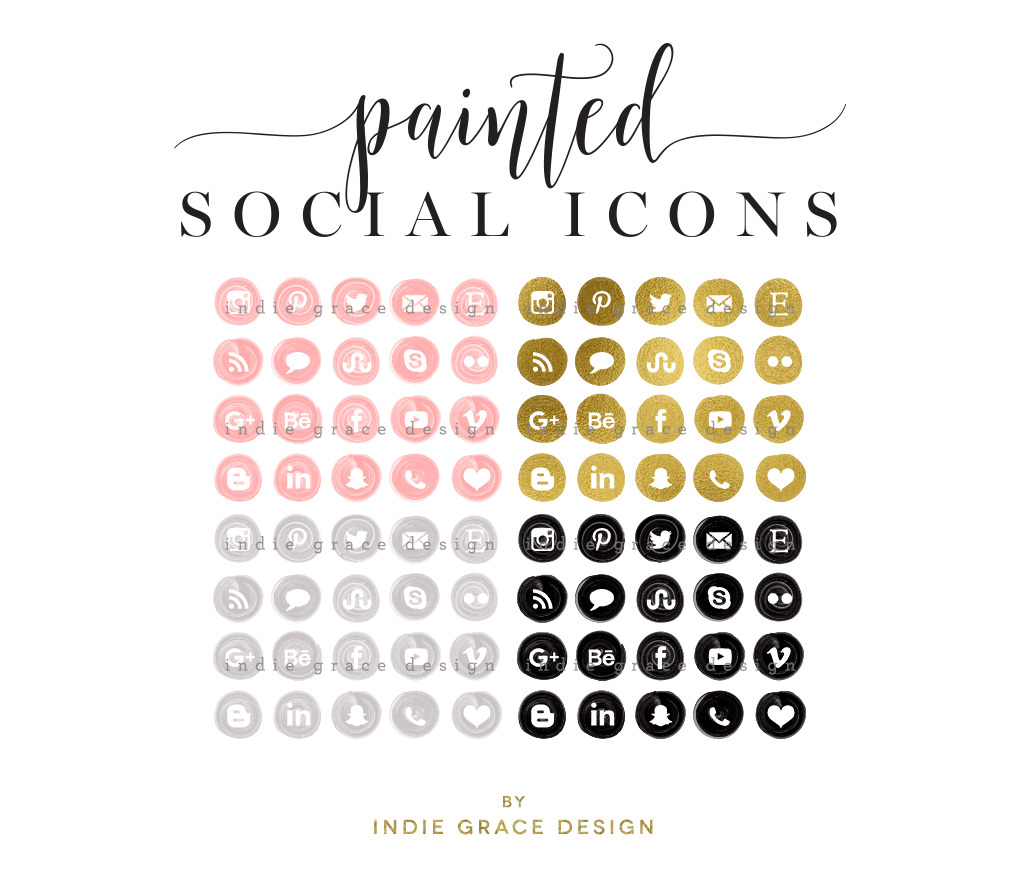Painted Gold Foil Social Media Icons, a Templates & Theme by Indie ...
