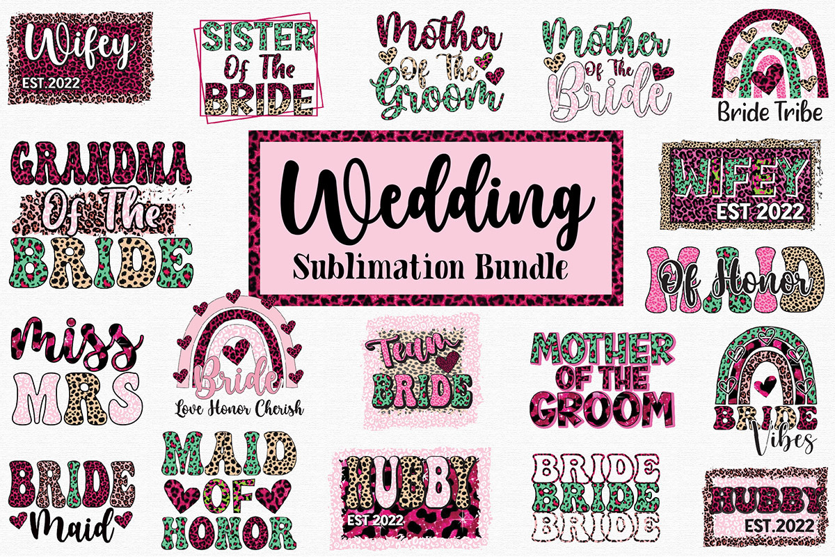 Wedding Sublimation Bundle, an Illustration by Libby Wishes